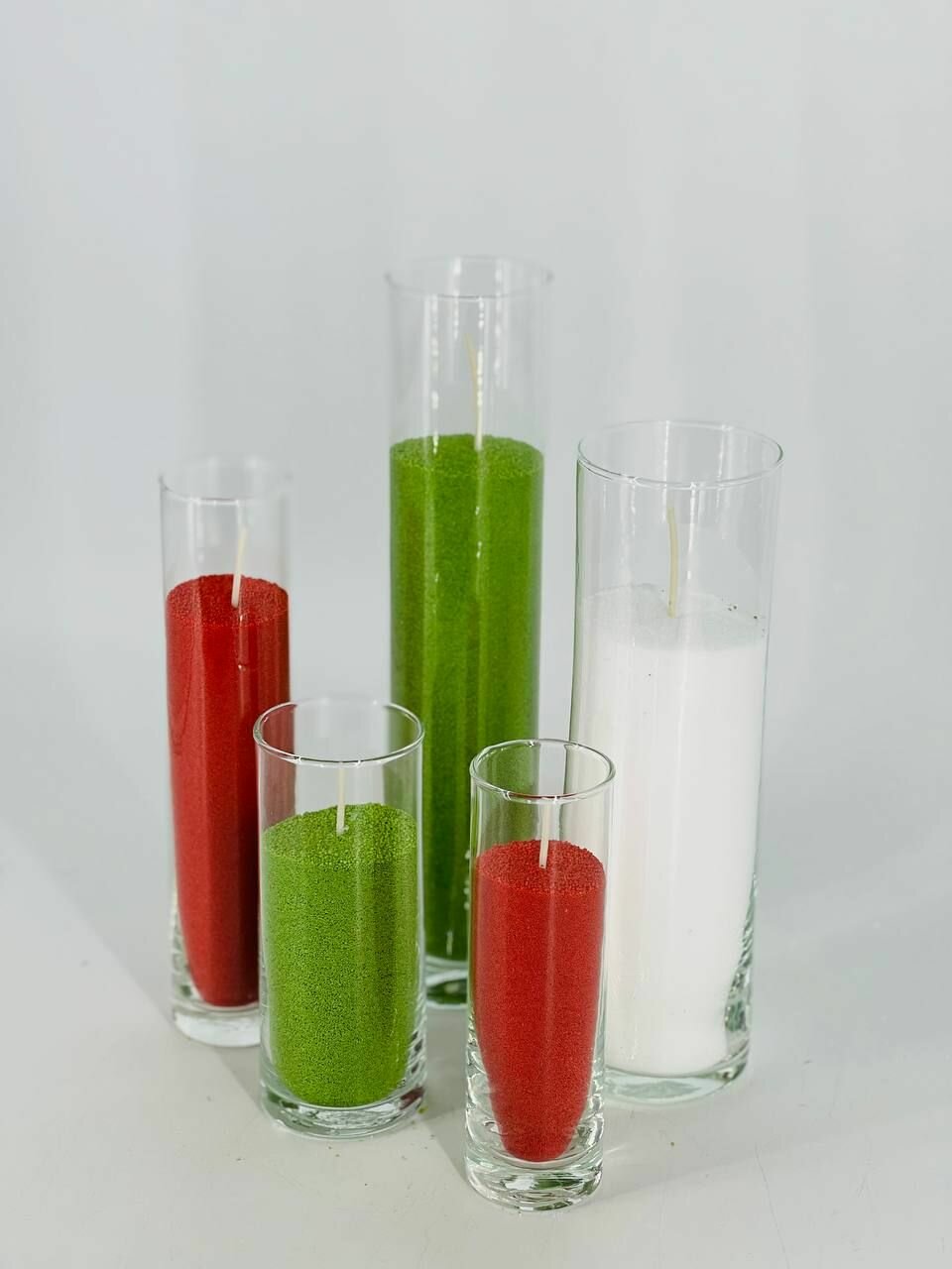 Набор насыпных свечей, украшение для нового года, 30см, 25см, 22см, 16см, 15см, Вес 1000 г.