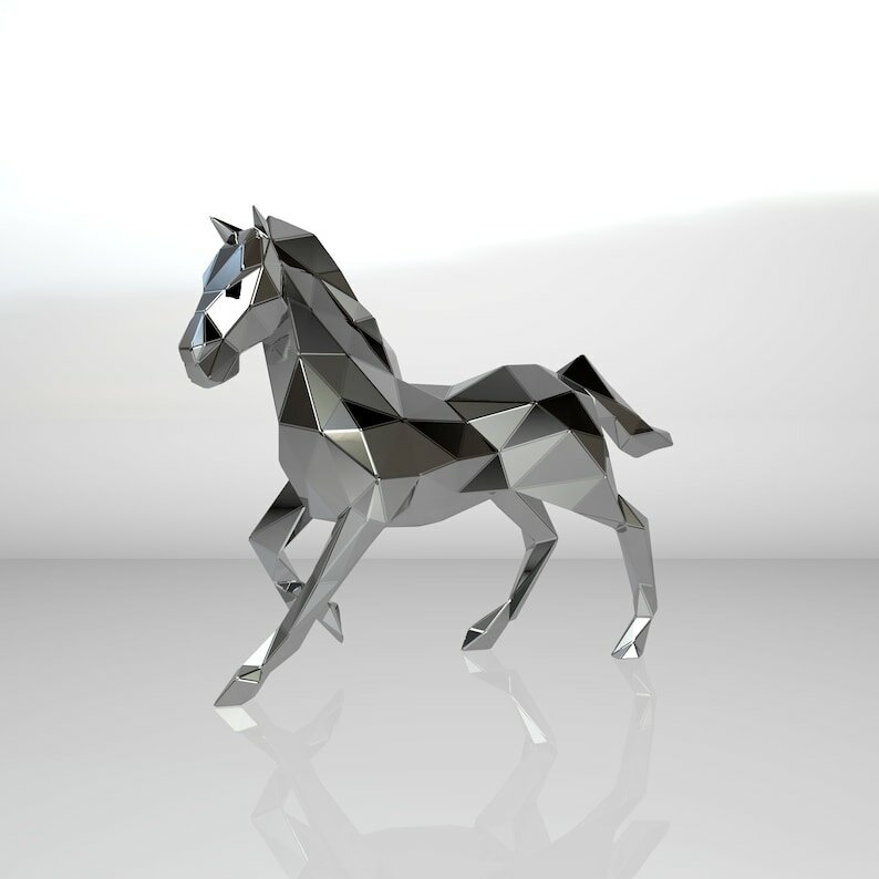 Полигональная фигура Лошади, геометрический полигональный металлический декор интерьера
