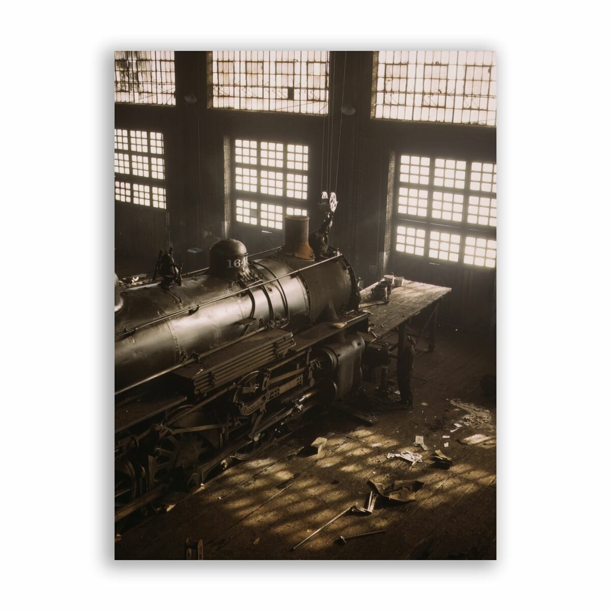 Постер, плакат на бумаге / Депо по ремонту паровозов. 1940 / Размер 30 x 40 см