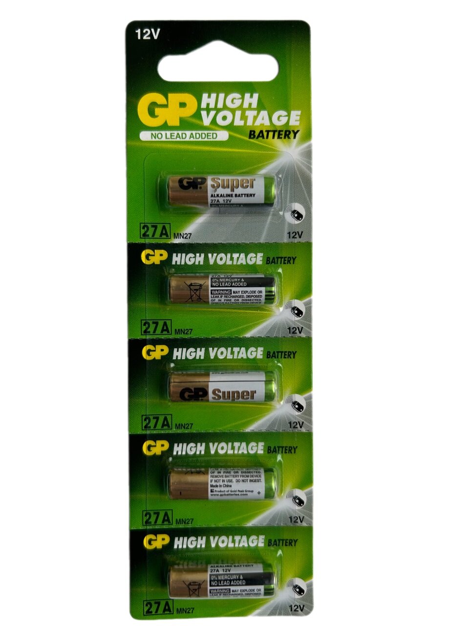 Батарейка GP High Voltage 27A, в упаковке: 5 шт.
