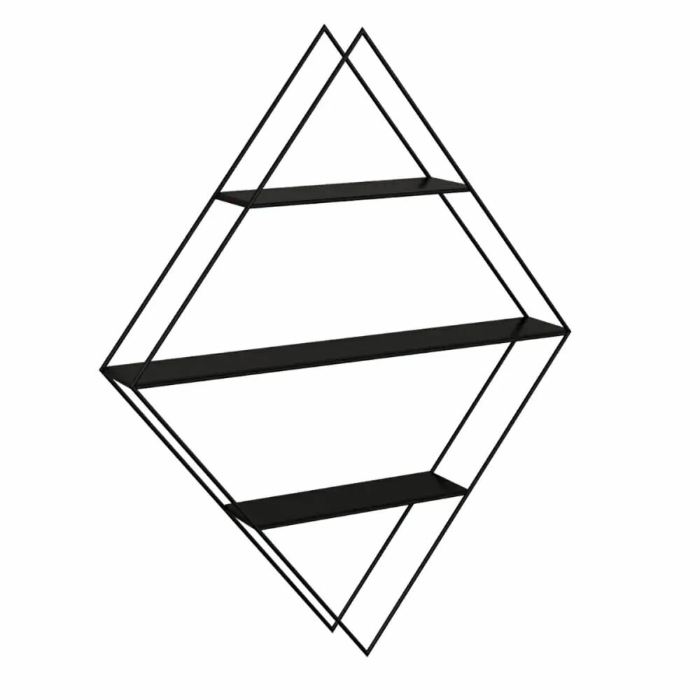 Настенная полка "Ромб" с металлической полкой