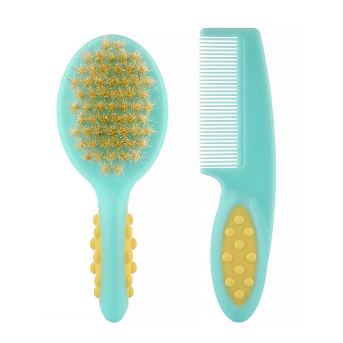 Расческа-щетка Roxy-kids RBH-001-M с гребешком ворс из натуральной щетины мятная