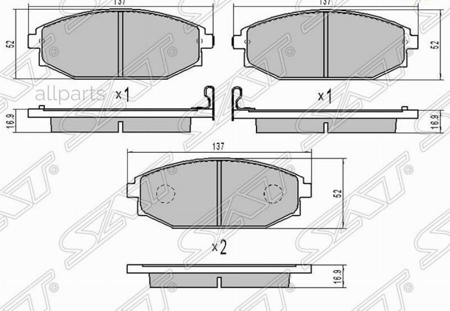 SAT ST-58101-M1A00 Колодки тормозные (Спереди) Hyundai Elantra 00-03 / Toyota Hilux Pick Up 04-11