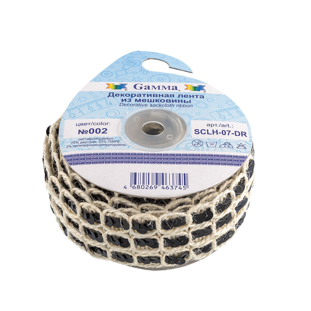Gamma' мешковина SCLH-07-DR-XJ86 35 мм 3 м - прочное полотно для упаковки и обмотки цвет 01 белый/под серебро