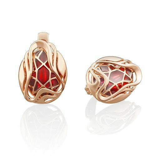 Серьги PLATINA, красное золото, 585 проба, эмаль