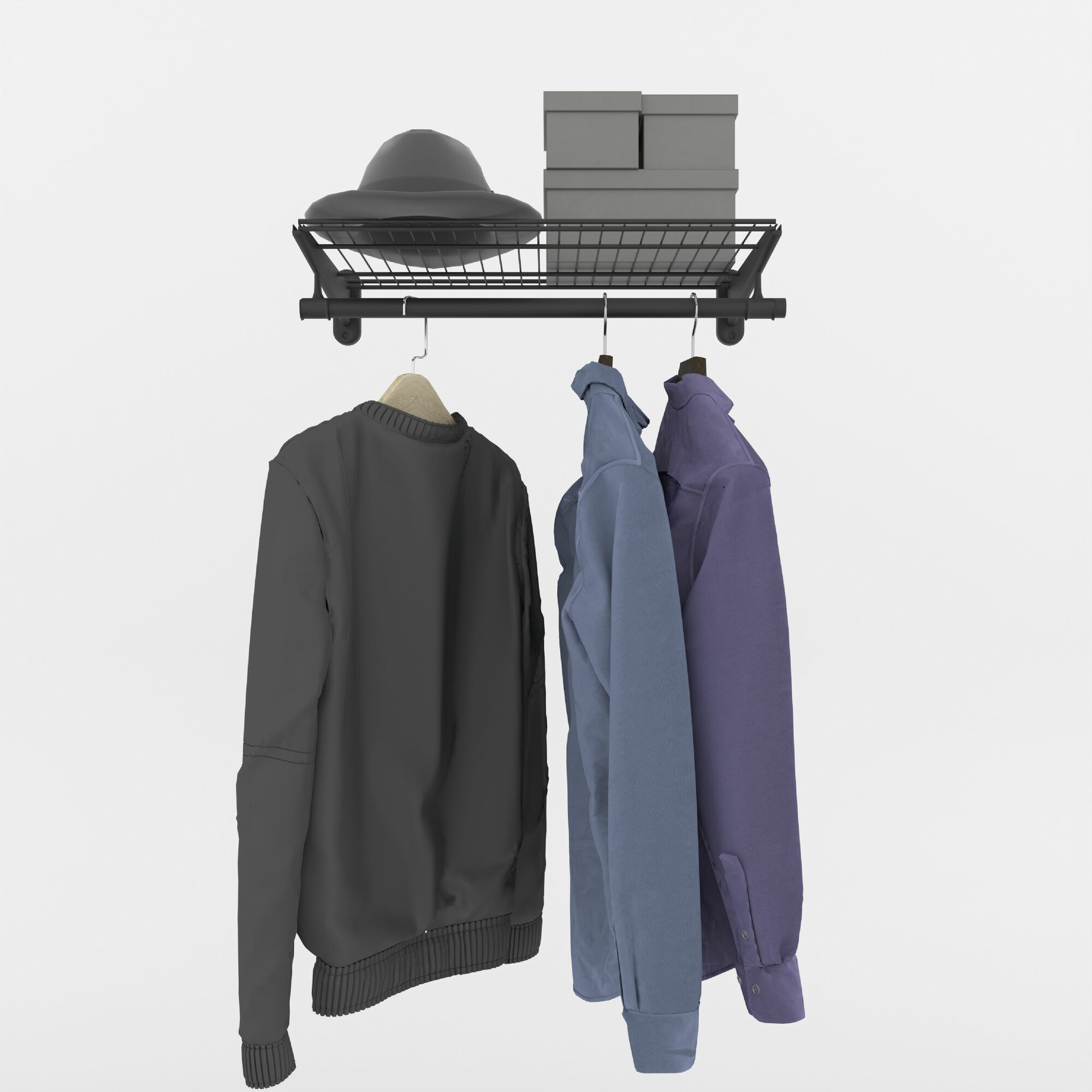 Гардеробная система LIGROOM мини со штангой, 604х382х120 мм, Черная