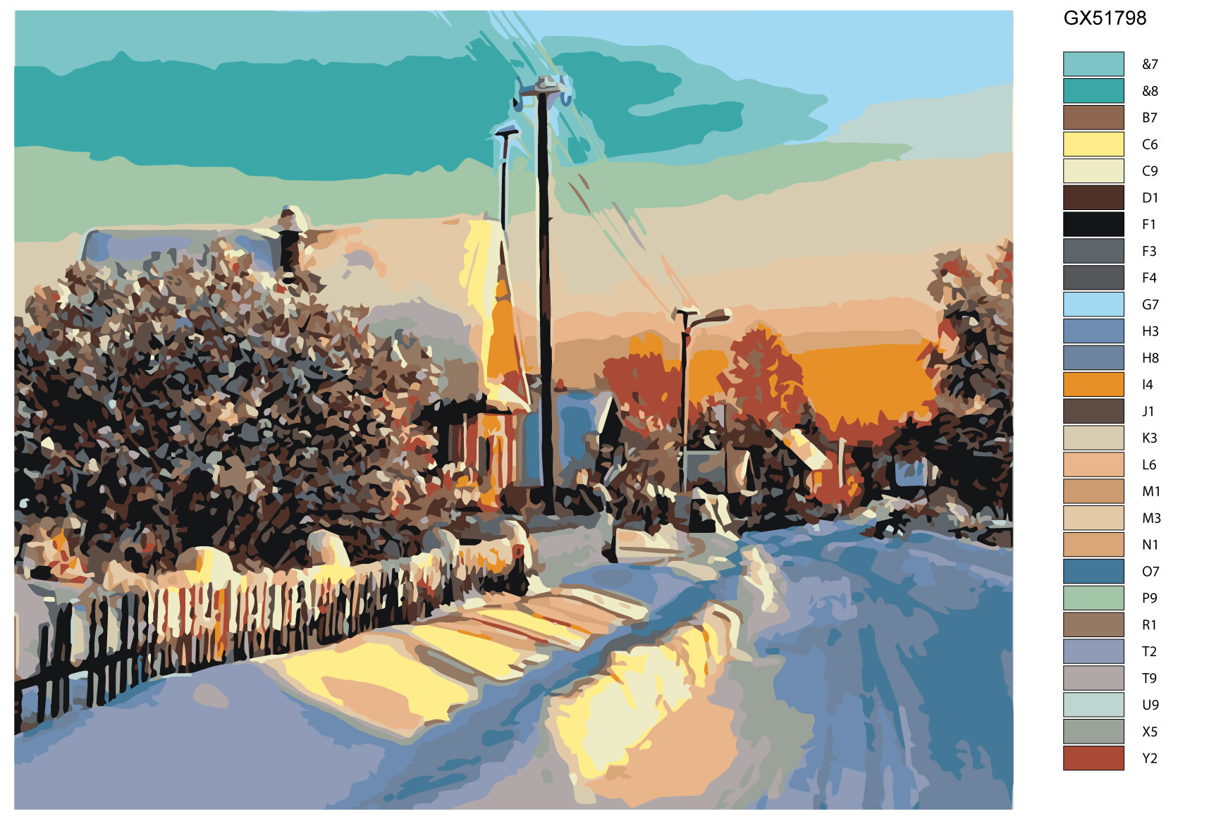 Картина по номерам Зима в деревне