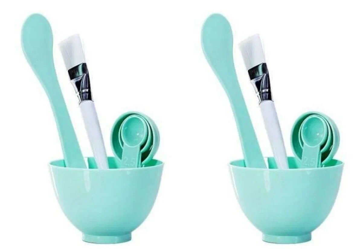 Набор для приготовления масок Nail Art 6 предметов, бирюзовый, 2 упаковки