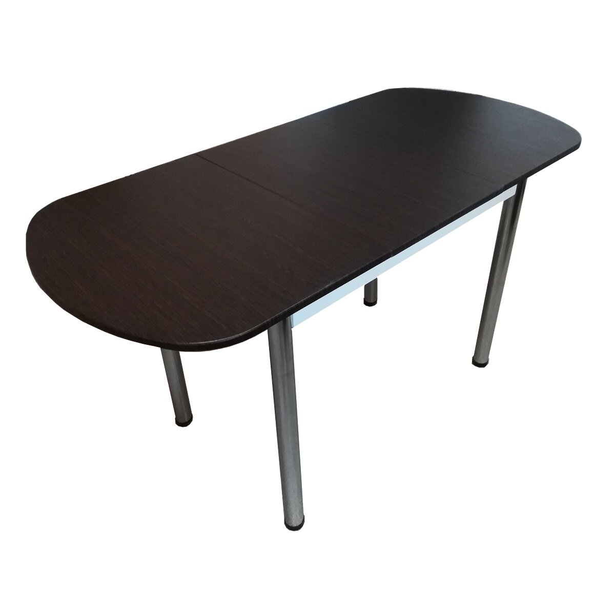 Стол обеденный раздвижной (110/150х70х78 см) МДФ Венге/Белый, ножки прямые хром