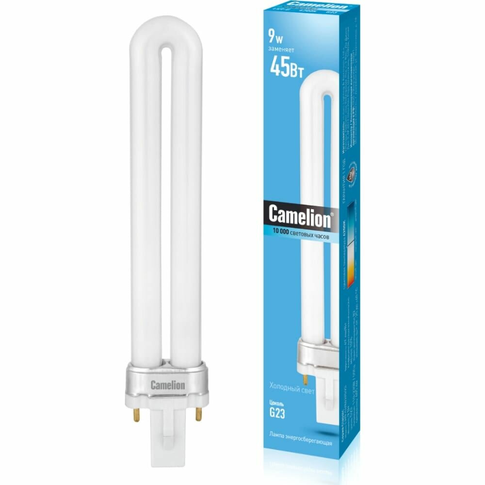 Люминесцентная лампа для ванной/светильников 9Вт, 220В, цоколь G23, 167x32 мм - Camelion LH9-U/842/G23
