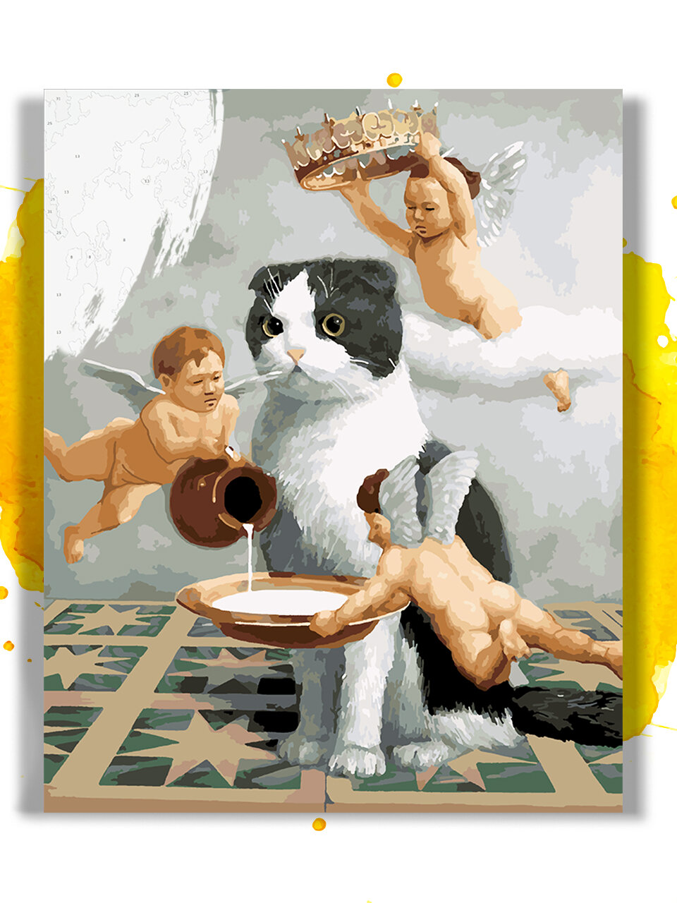 Картина по номерам на холсте Царский кот и ангелы, 40 х 50 см