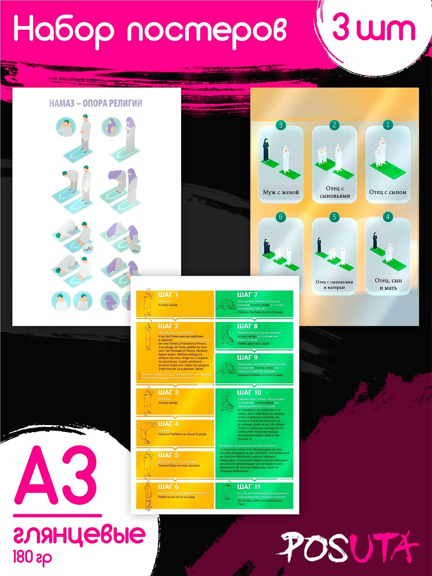 Плакаты на стену для намаза обучающие