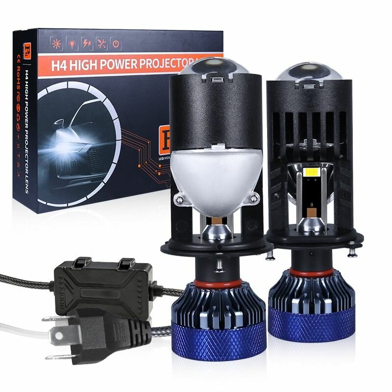 Светодиодные автомобильные led лампы H4, bi-led мини линзы Н4 P3 20000LM 130W