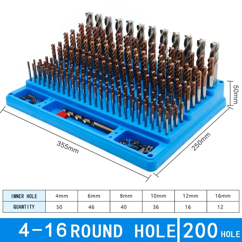 Коробка для сбора бит с ЧПУ, 288, фреза с отверстиями, ящик для инструментов, ящик для хранения сверл, органайзер для инструментов, аксессуары, многофункциональная стойка 4-16 200 Hole