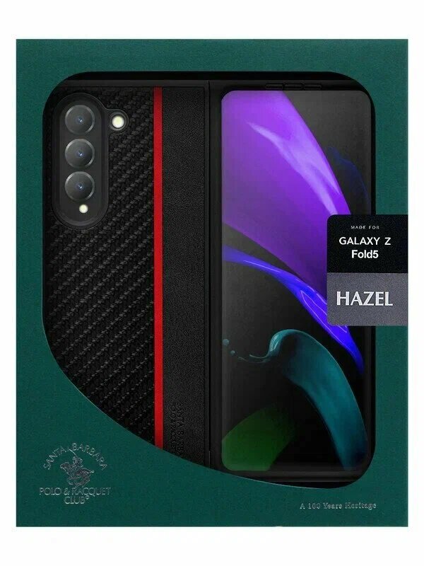Противоударный чехол Santa Barbara Polo & Racquet Club HAZEL (под карбон) для Samsung GALAXY Z Fold 5 чёрный карбон