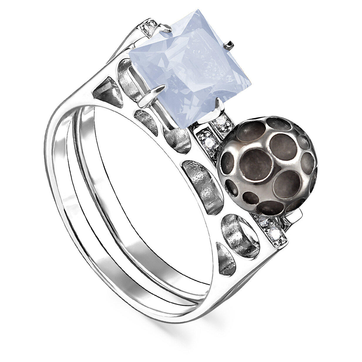 Кольцо, серебро, 925 проба, ситалл