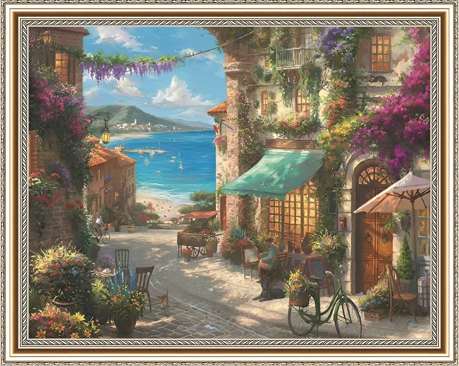 Алмазная мозаика на подрамнике 40х50 "Кафе на Итальянской ривьере"
