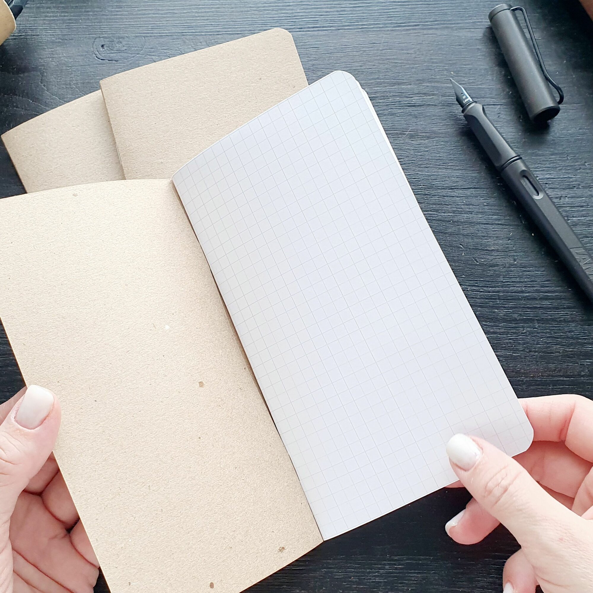 Сменные блокноты формата Midori Personal (9,5х17см) в клетку, запасные тетради 3 штуки по 30 листов