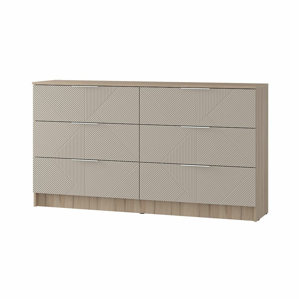 Комод Эмилия КМ-04, 6 ящиков, ЛДСП, бежевый, современный стиль, 160х38х88 см