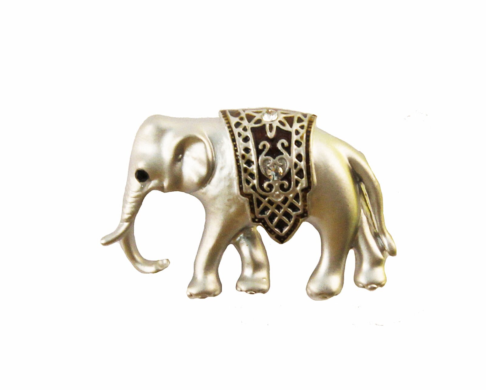 Брошь "Слон". Бижутерный сплав, кристаллы, эмаль. Корея, конец ХХ века.