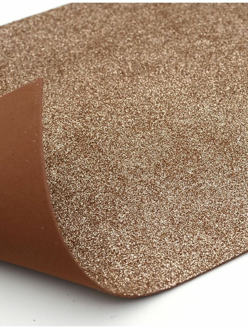 Цветная пористая резина (фоамиран) с блеском для поделок и творчества, Komas, 20х30 см, толщина 2 мм, 10 листов, светло-коричневый/ Фоамиран с блестками (глиттерный) А4