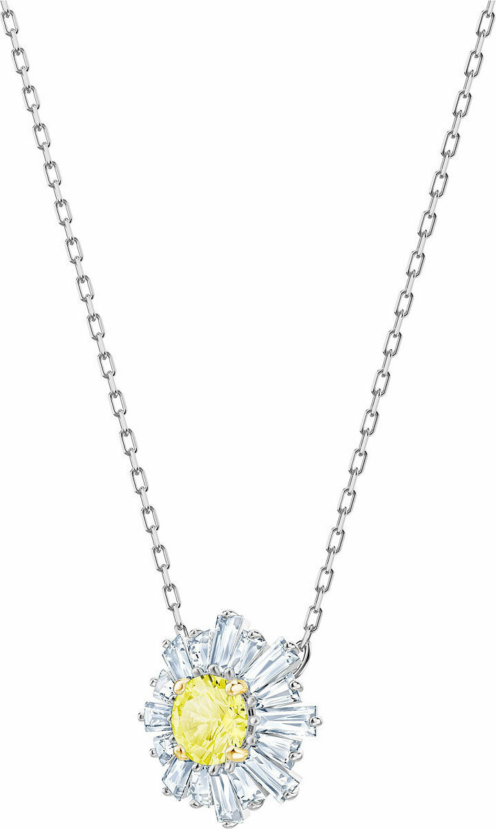 Колье SWAROVSKI, кристаллы Swarovski, длина 38 см, желтый, серый, золотистый, серебристо-серый — фото 1