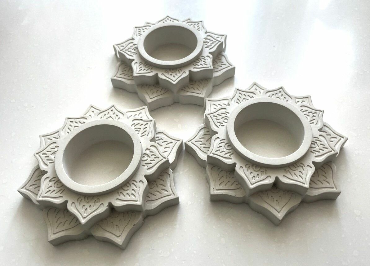 Набор заготовка из гипса Лотос подсвечники 3 шт.