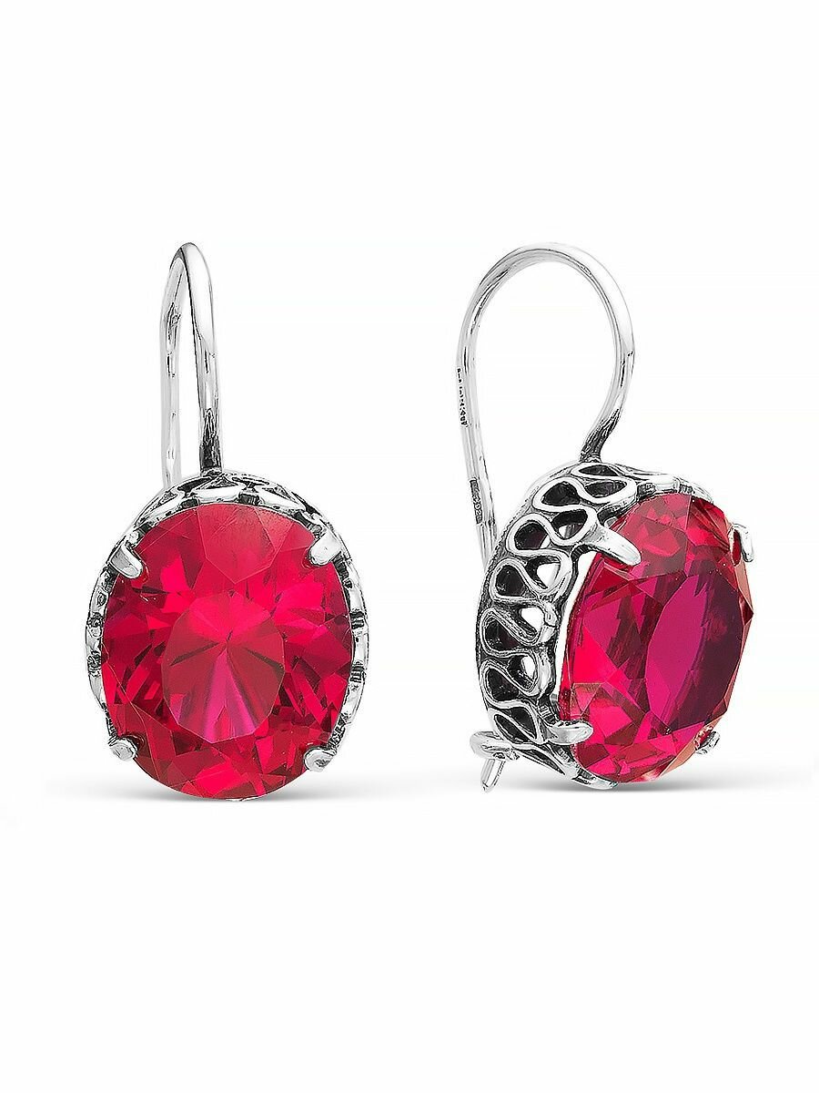 Серьги, серебро, 925 проба, корунд синтетический
