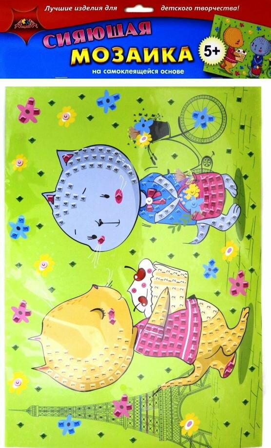 Мозаика сияющая самоклеющаяся "Подружки" из мягкого пластика