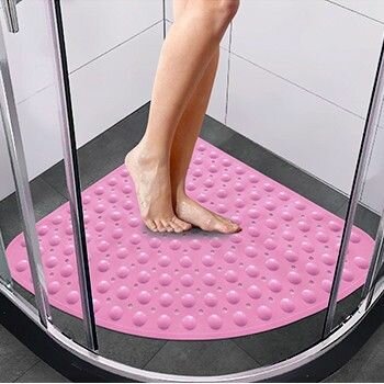 Коврик для душевой кабины антискользящий на присосках 54х54 цвет розовый