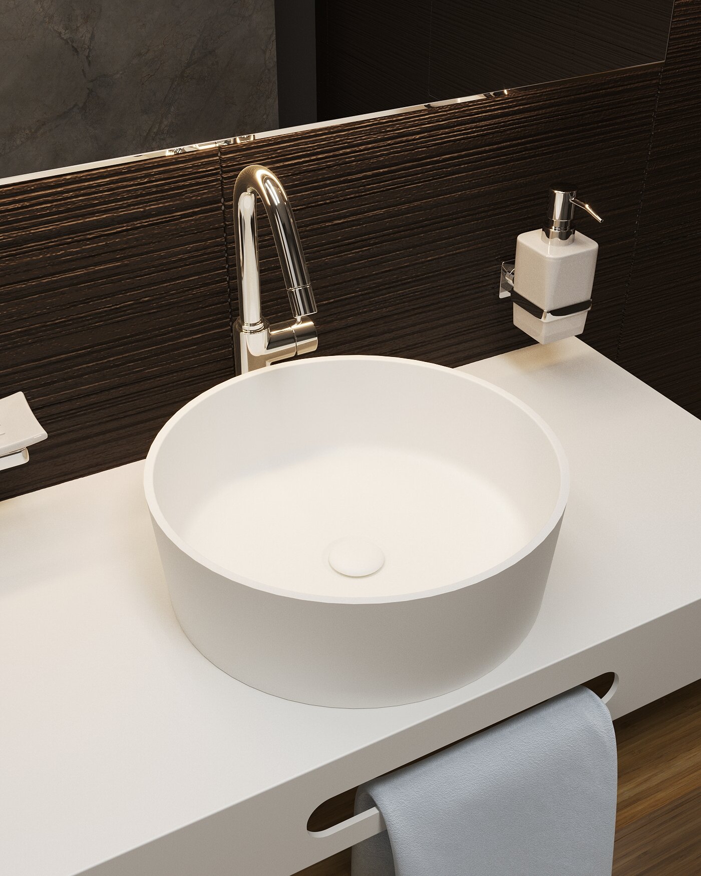 Раковина в ванную накладная Radostone Alba круглая белая матовая 405x405x135 мм