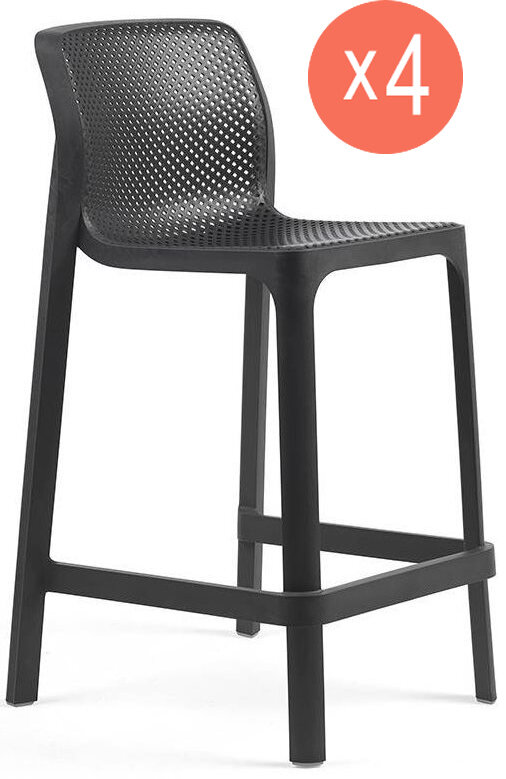 Комплект из 4-х полубарных стульев Nardi Net Stool Mini, антрацит