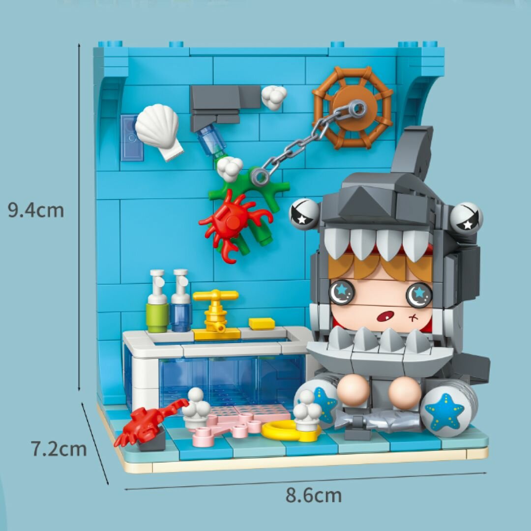 Конструктор для девочки из серии "Красочные мечты" WONDER MOON 802008, Акула, 391 деталь, совместим с моделями других известных брендов