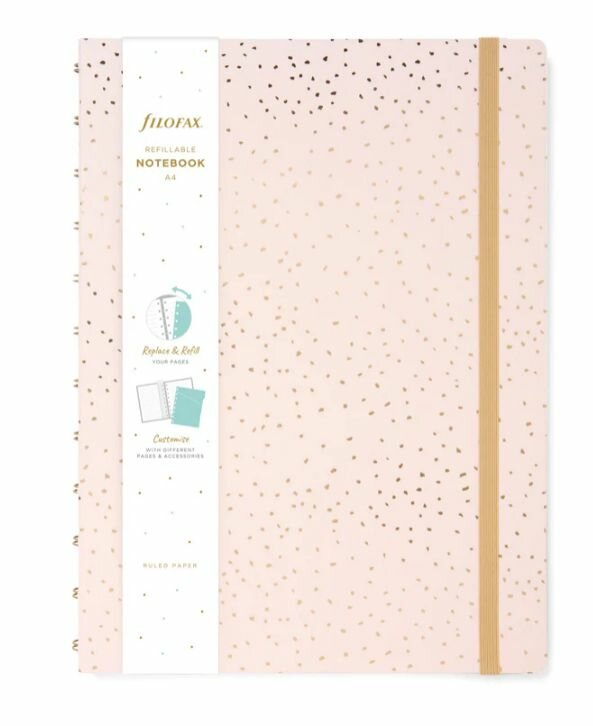 FILOFAX Блокнот в линейку Confetti Rose Quartz А4 спираль 56 съемных заменяемых листов