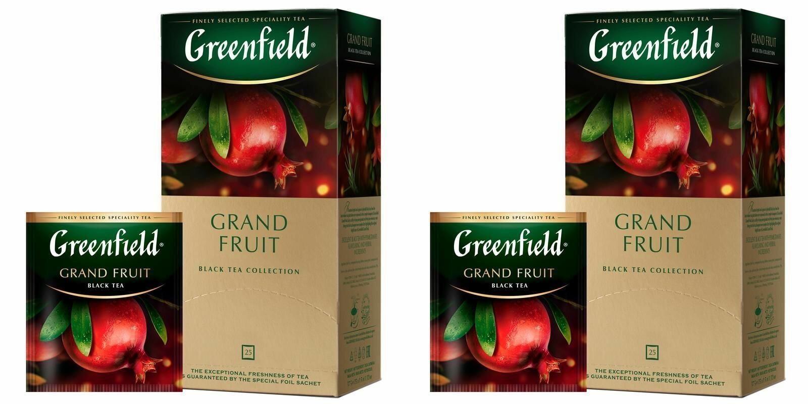 Greenfield Чай черный Grand Fruit, 25 пакетиков по 1,5 г, 2 уп