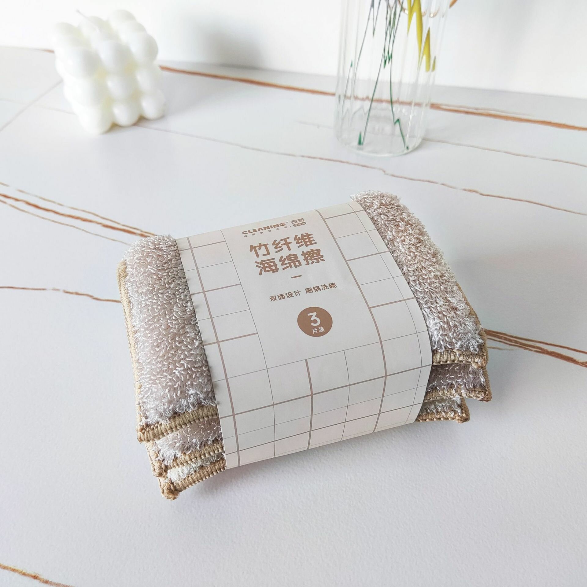 Кросс-бордерная губка из бамбукового волокна для кухни, не оставляющая ворса, магическая губка для мытья посуды, чистящая губка для мытья посуды