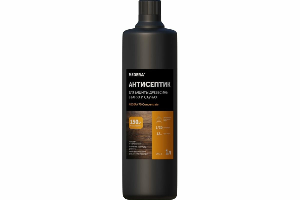 MEDERA 70 SAUNA Антисептик для защиты древесины в банях и саунах для наружных и внутренних работ Concentrate 1 л 2011-1