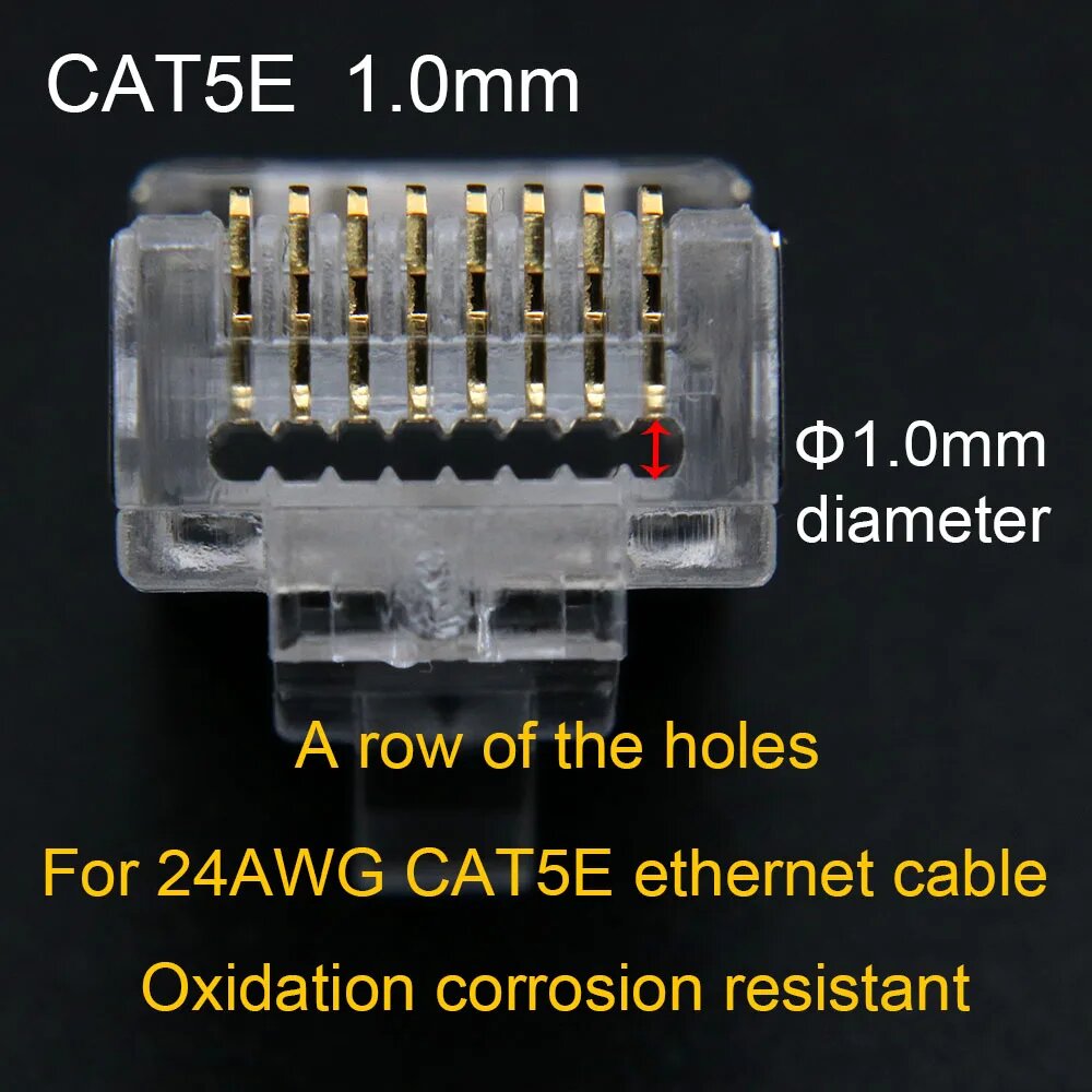 Разъем RJ45 CAT5E 1.0mm, Gold plated 6U, 50шт