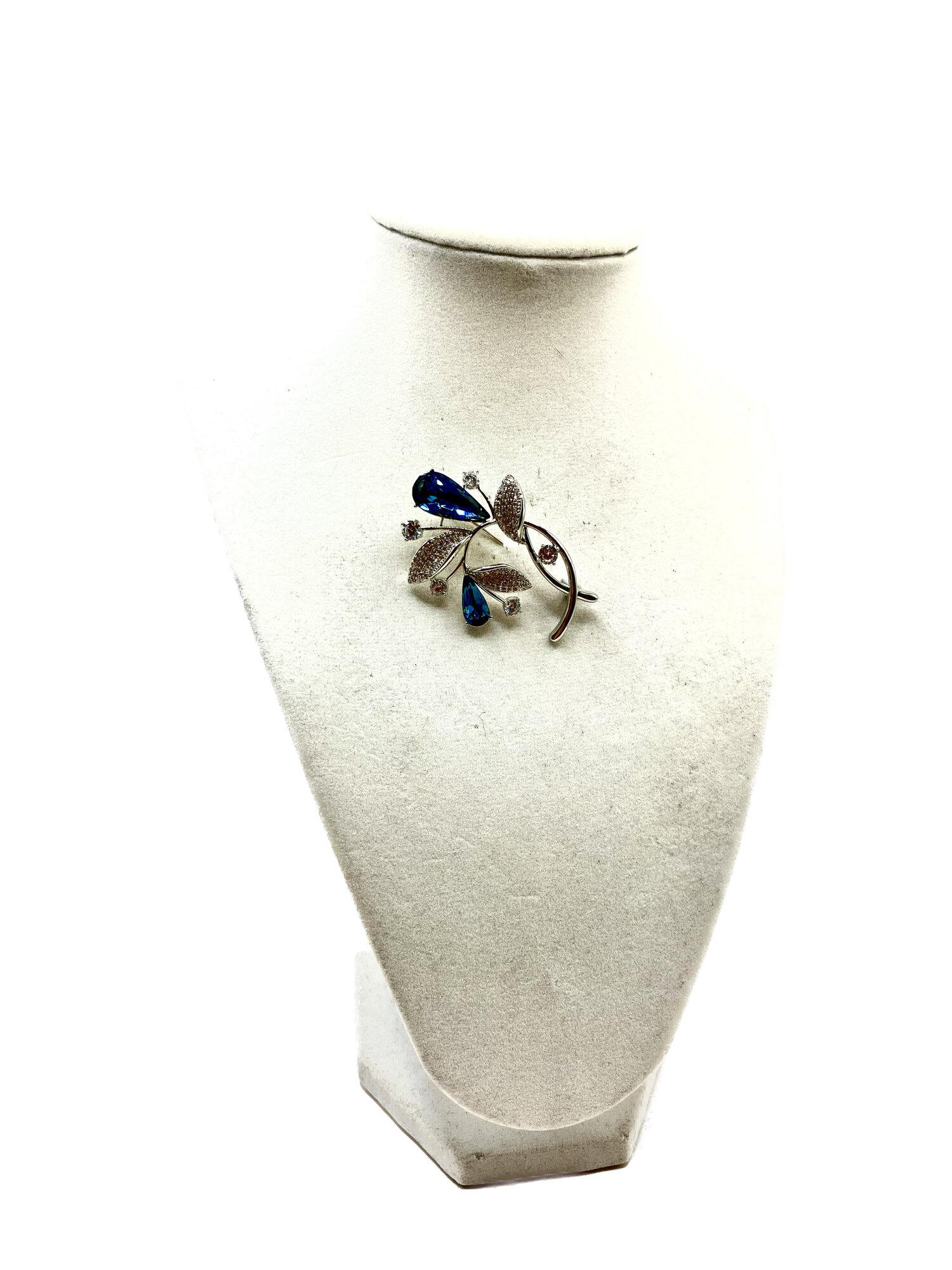 Брошь, фианит, сапфир синтетический