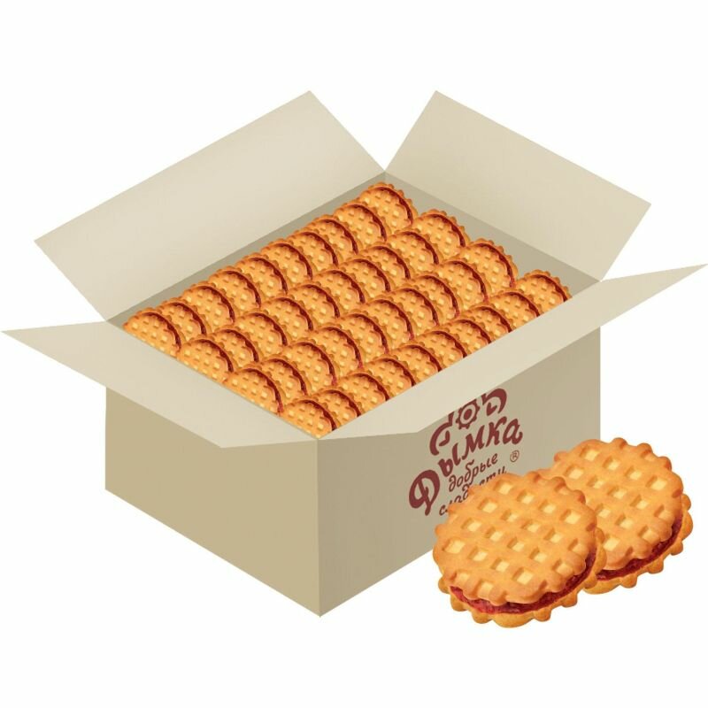 Печенье Дымка Домашние вафельки с малиновой начинкой, 3,8 кг