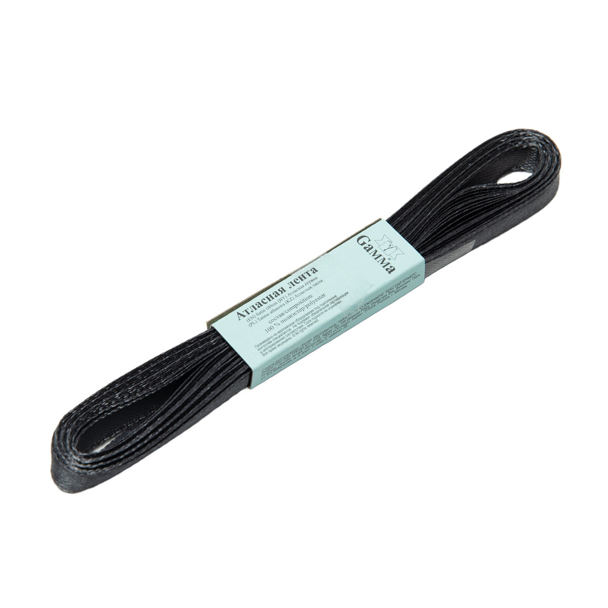 Лента атласная 6 мм 10 шт по 5.4 м "Gamma" AL-6P №519L(18-4004) т. серый