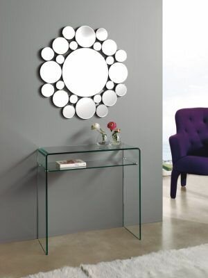 Стол-консоль CON-03 ESF прозрачный, стекло, прямоугольная столешница, ножки