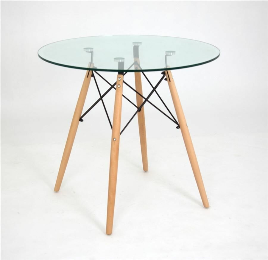 Стол 108-1-TD d-80G Луи Red Black прозрачный, дерево и стекло, круглая столешница, ножки