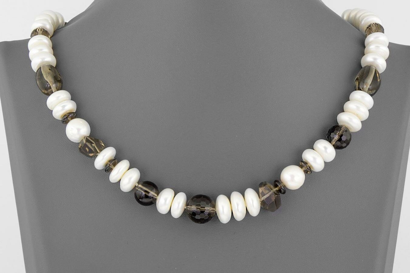 Бусы, жемчуг культивированный, раухтопаз