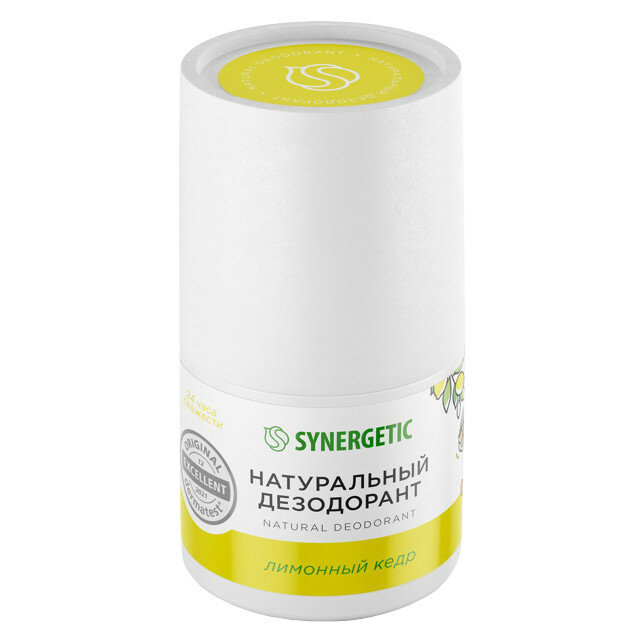 SYNERGETIC Лимонный кедр ролик дезодорант 50 мл натуральный аромат свежести и защиты