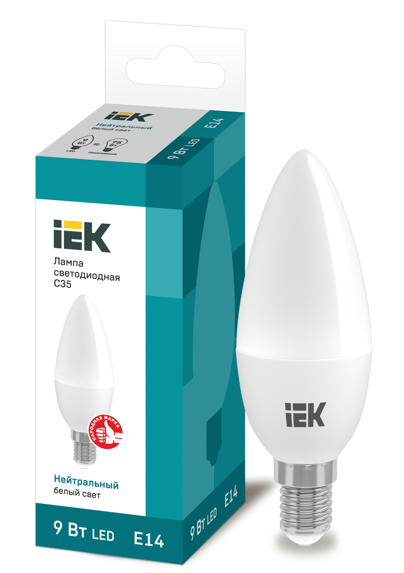 IEK LLE-C35-9-230-40-E14 светодиодная LED C35 свеча 9Вт 230В 4000К E14