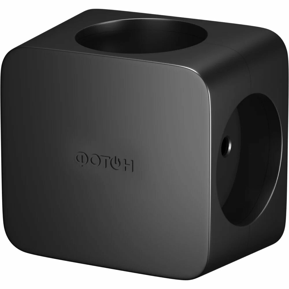 Разветвитель четверник куб фотон 16А, на 4 розетки черный 4000 Вт, 25410, это