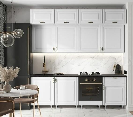 Кухонный гарнитур Мебельная компания "МиФ" "Престиж", 2,4 м, современный стиль, цвет Браш Вайт