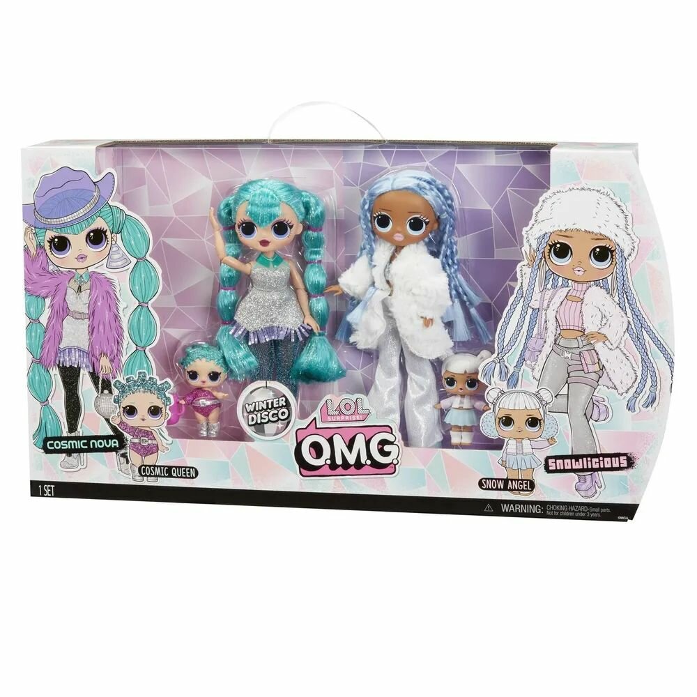 LОL Surрrise OMG Wintеr Disсо - Набoр из 4 кукол Соsmiс Nova и Snowlicious с сестричками