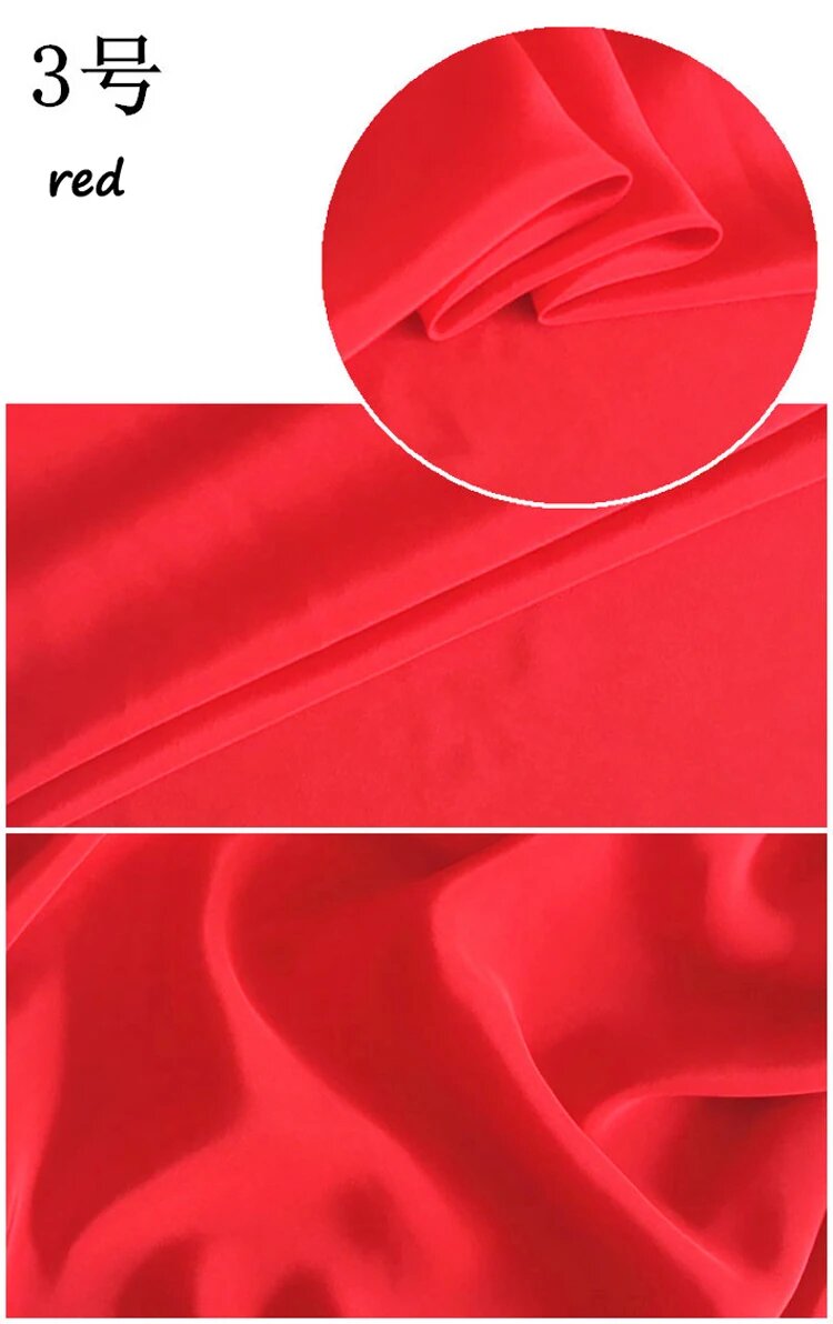 Шелковая ткань Crepe De Chine FABRIC SHIPPER 100% шелк 12 Momme 1 м х 1,14 м Красный, 3 red